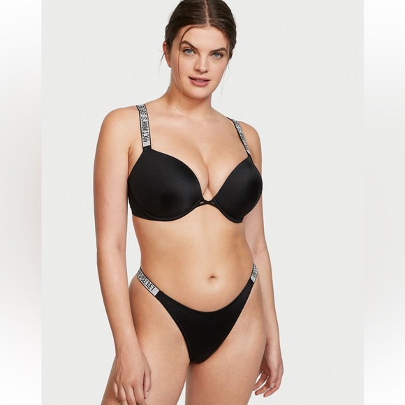 Victoria's Secret | Swim | Victoria Secret Shine Strap Bombshell Add2cups Pushup Top Brazilian ...